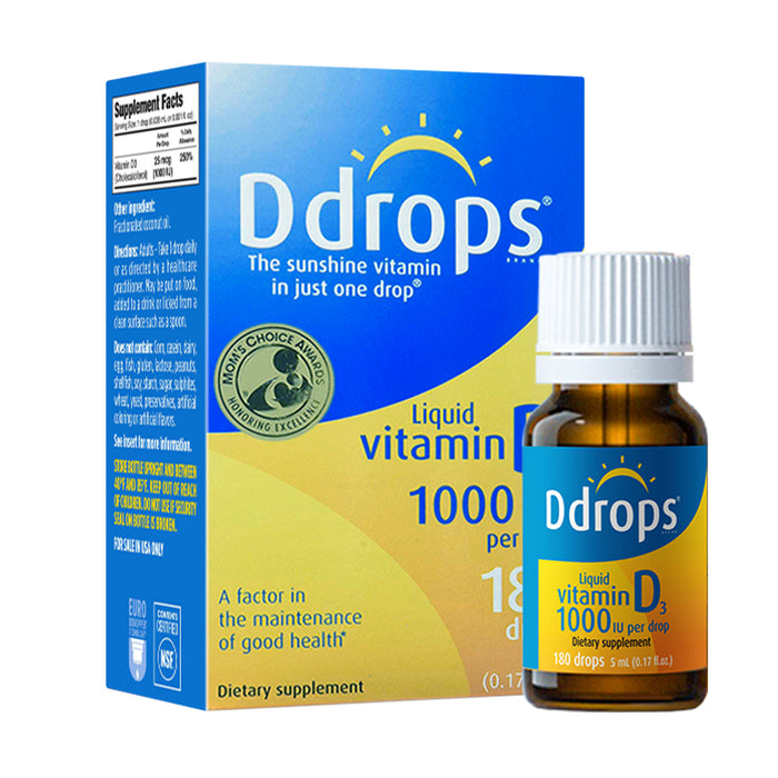 Ddrops Liquid Vitamin D3 1000IU 5ml 180 drops