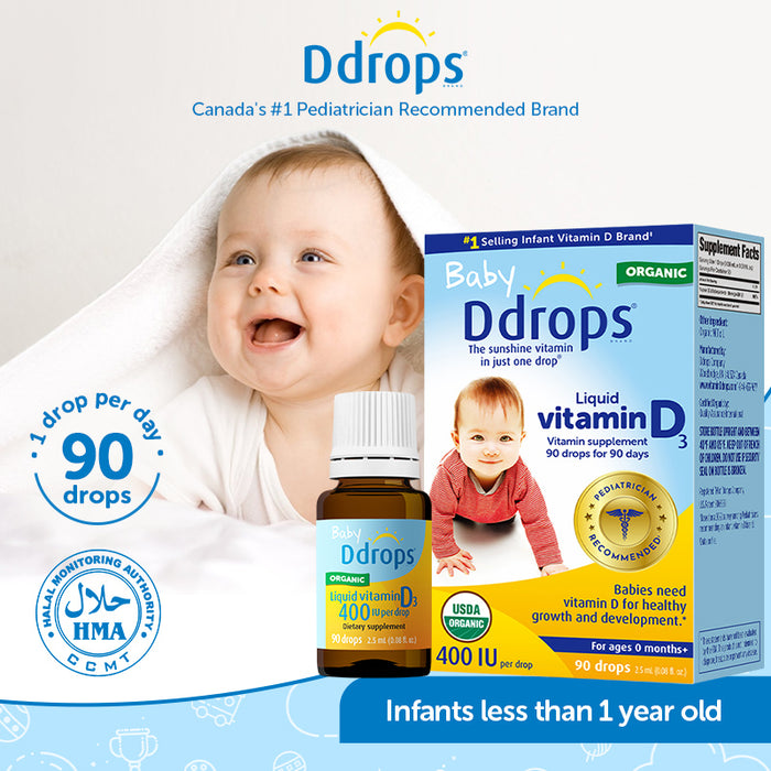 Ddrops Baby Vitamin D Liquid Drops, 400 IU, 90 Ct