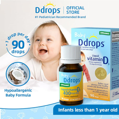 Ddrops Baby Vitamin D Liquid Drops, 400 IU, 90 Ct