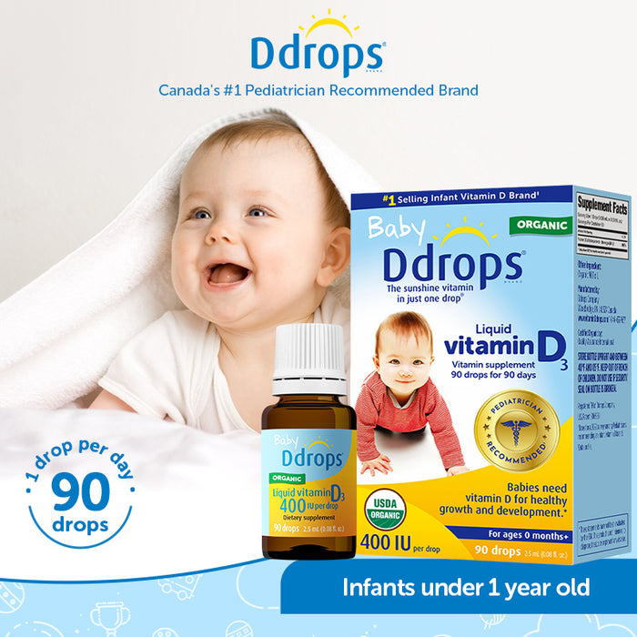 Ddrops Baby Vitamin D Liquid Drops, 400 IU, 90 Ct
