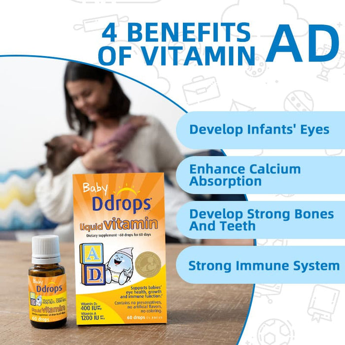 Ddrops Baby Vitamin D Liquid Drops, 400 IU, 90 Ct