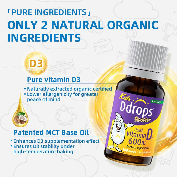 Ddrops Kids Booster Liquid Vitamin D3 600IU 2.8ml 100 drops