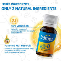 Ddrops Liquid Vitamin D3 1000IU 5ml 180 drops
