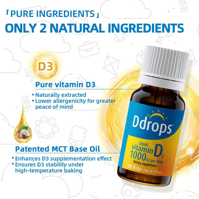Ddrops Liquid Vitamin D3 1000IU 5ml 180 drops